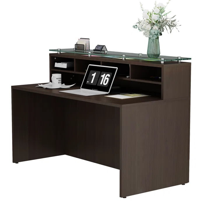 Counter de Recepción con Vidrio Espresso 160cm