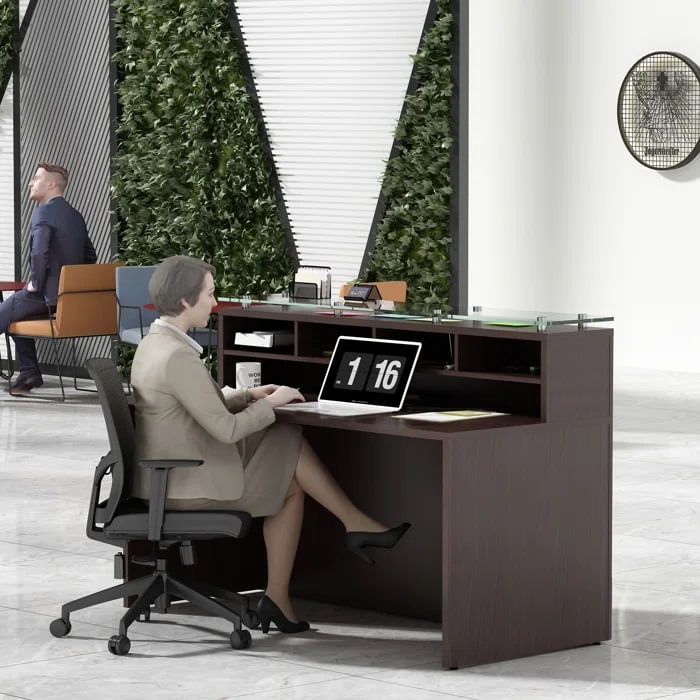 Counter de Recepción con Vidrio Espresso 160cm