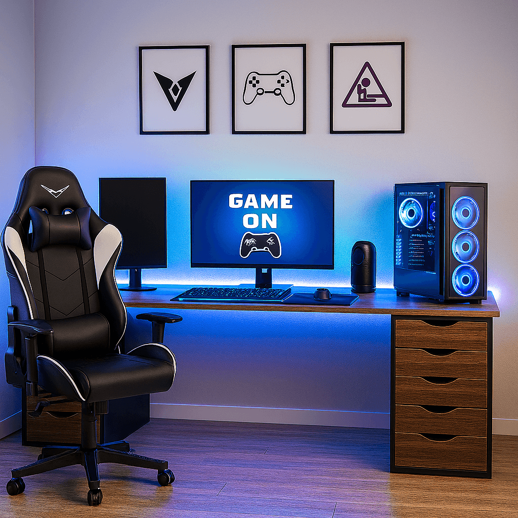 Escritorio Gamer de Melamina Caramelo 220cm