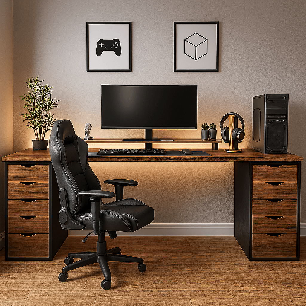 Escritorio Gamer de Melamina Caramelo 220cm