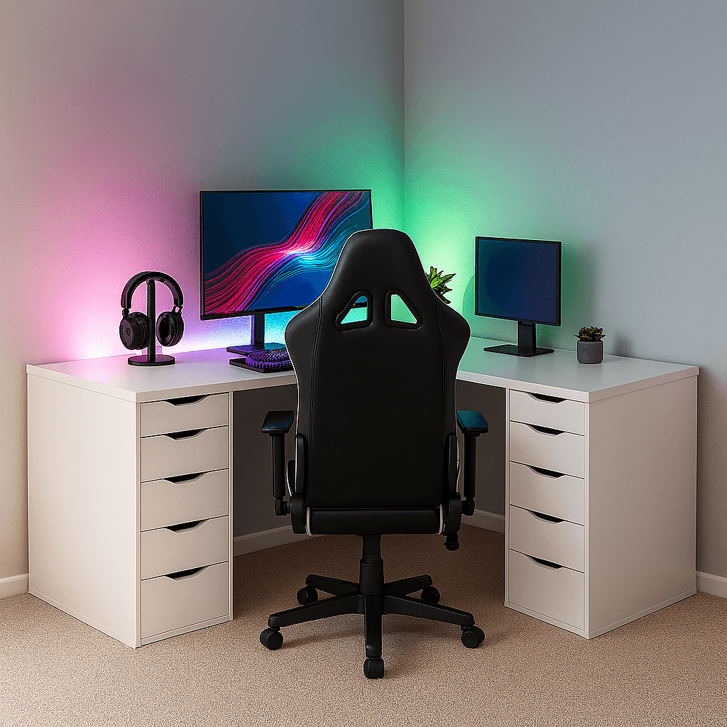 Escritorio Gamer en L Blanco 180cm