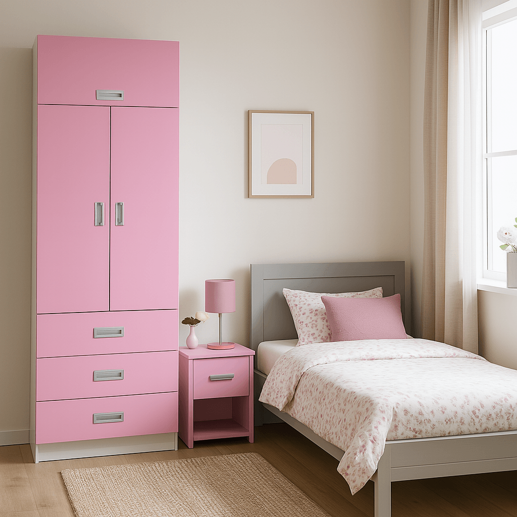 Ropero de Melamina 2 Puertas Rosa 60cm