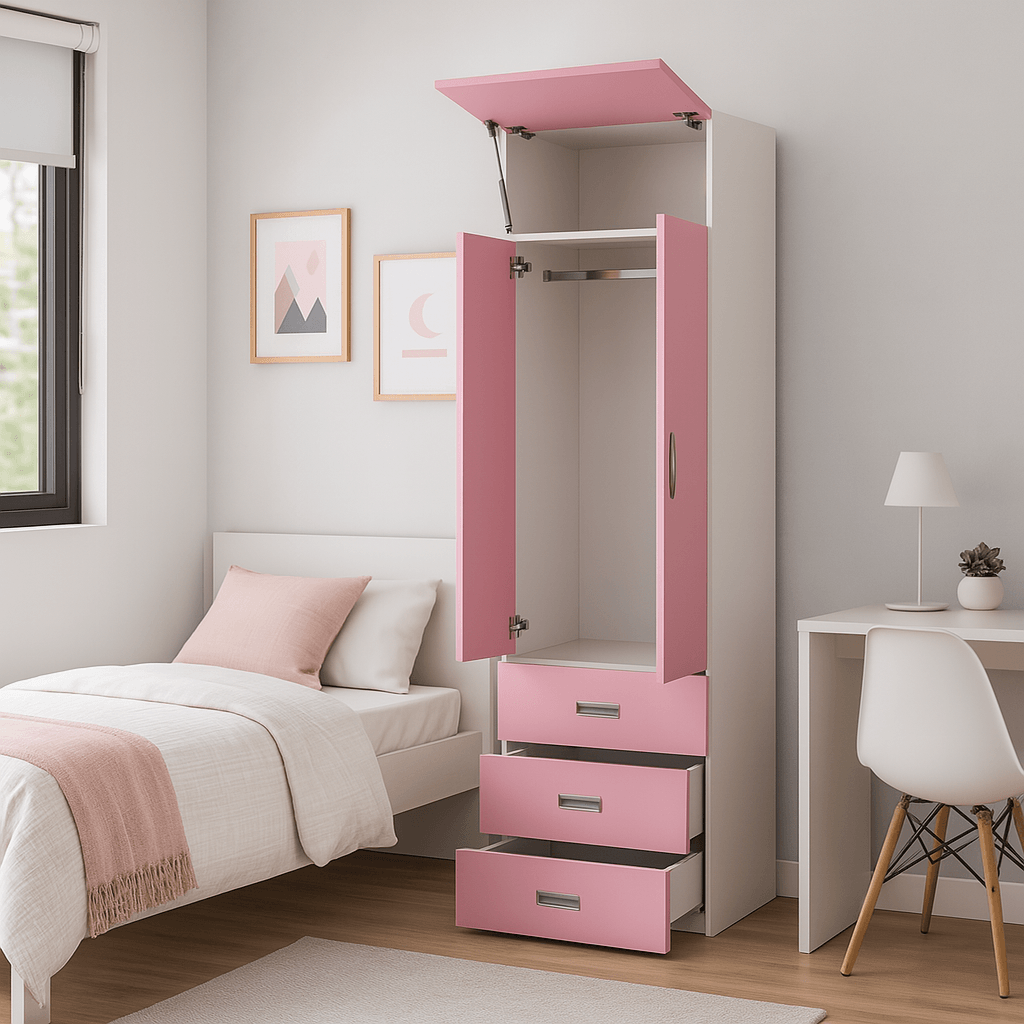 Ropero de Melamina 2 Puertas Rosa 60cm